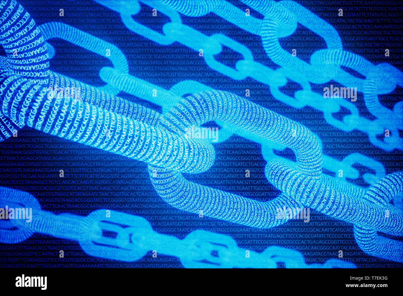 Abstract background with chain concept. Medical Blockchain. DNA Base ...