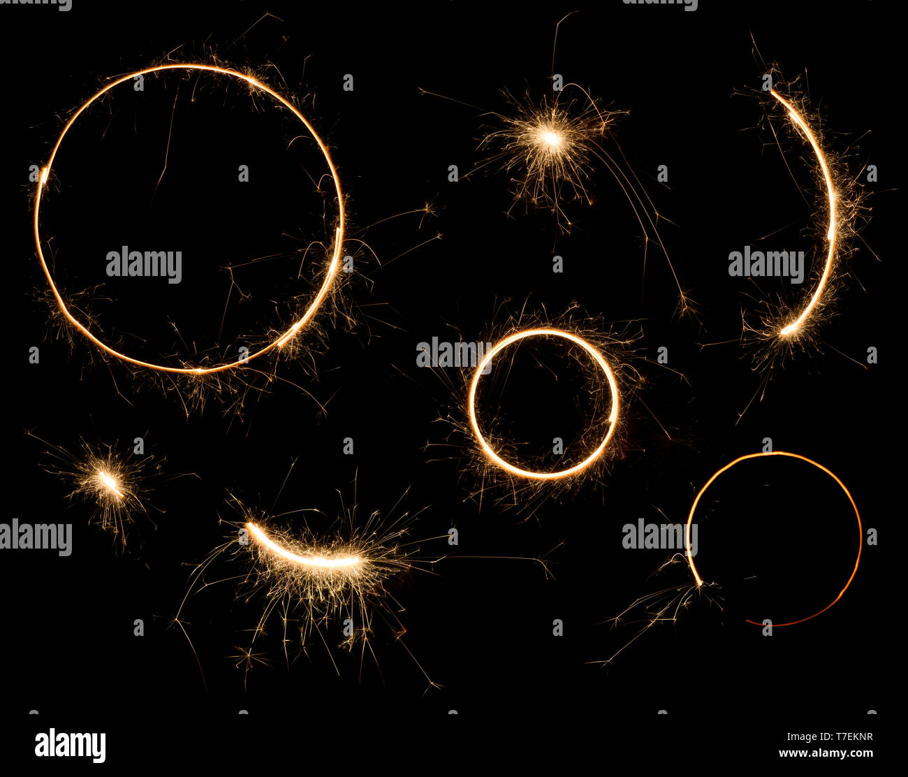 Sparkler design elements. Bengal fire stars fireworks set isolated on ...