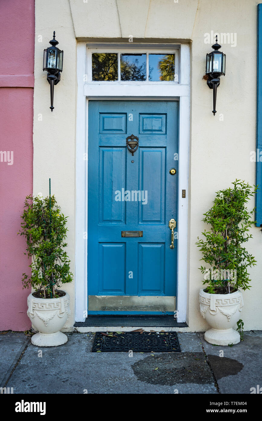 door and front view of ancient house in Charleston city Stock Photo - Alamy