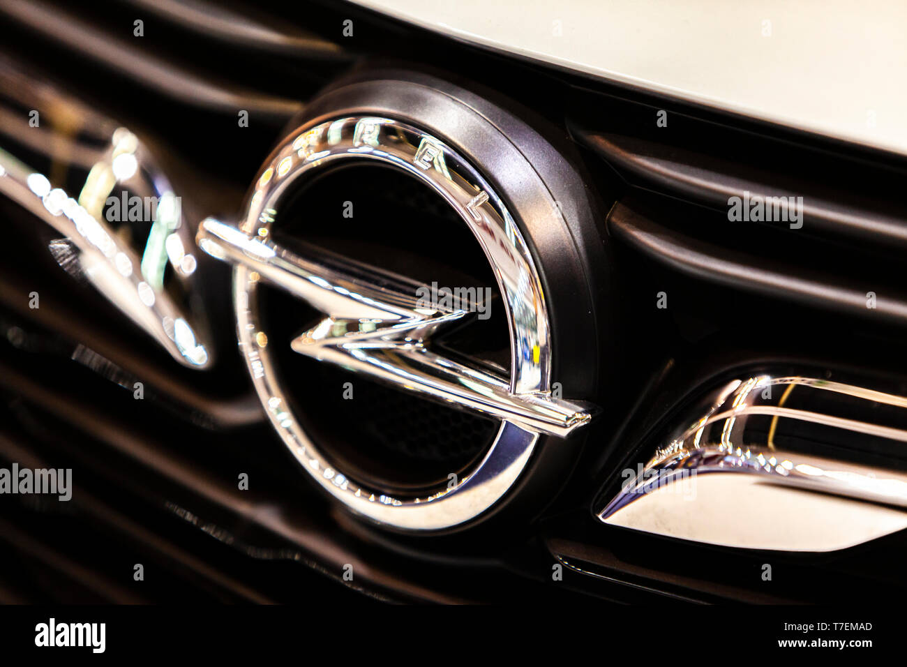 BELGRADE, SERBIA - MARCH 23, 2019: Detail of Opel car in Belgrade ...