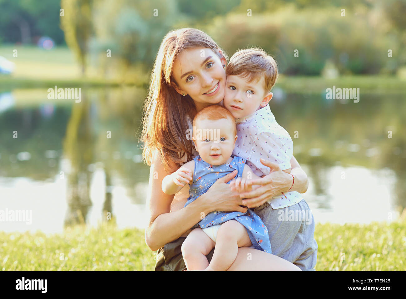 Happy mother children hi-res stock photography and images - Alamy