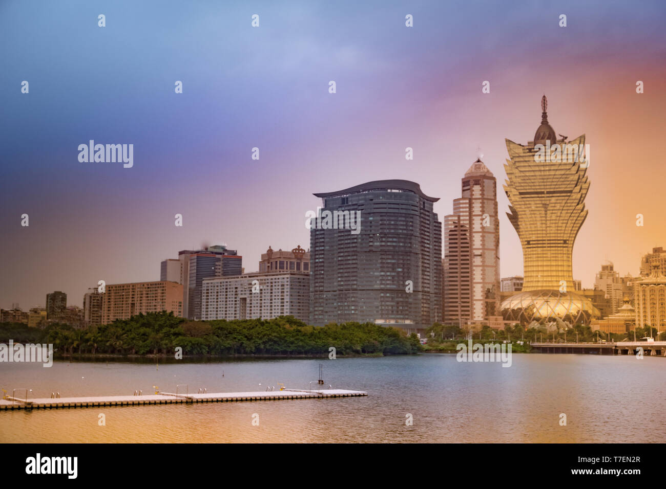 Macau cityscape skyline at dusk. Mocau now is part of China. Panorama ...