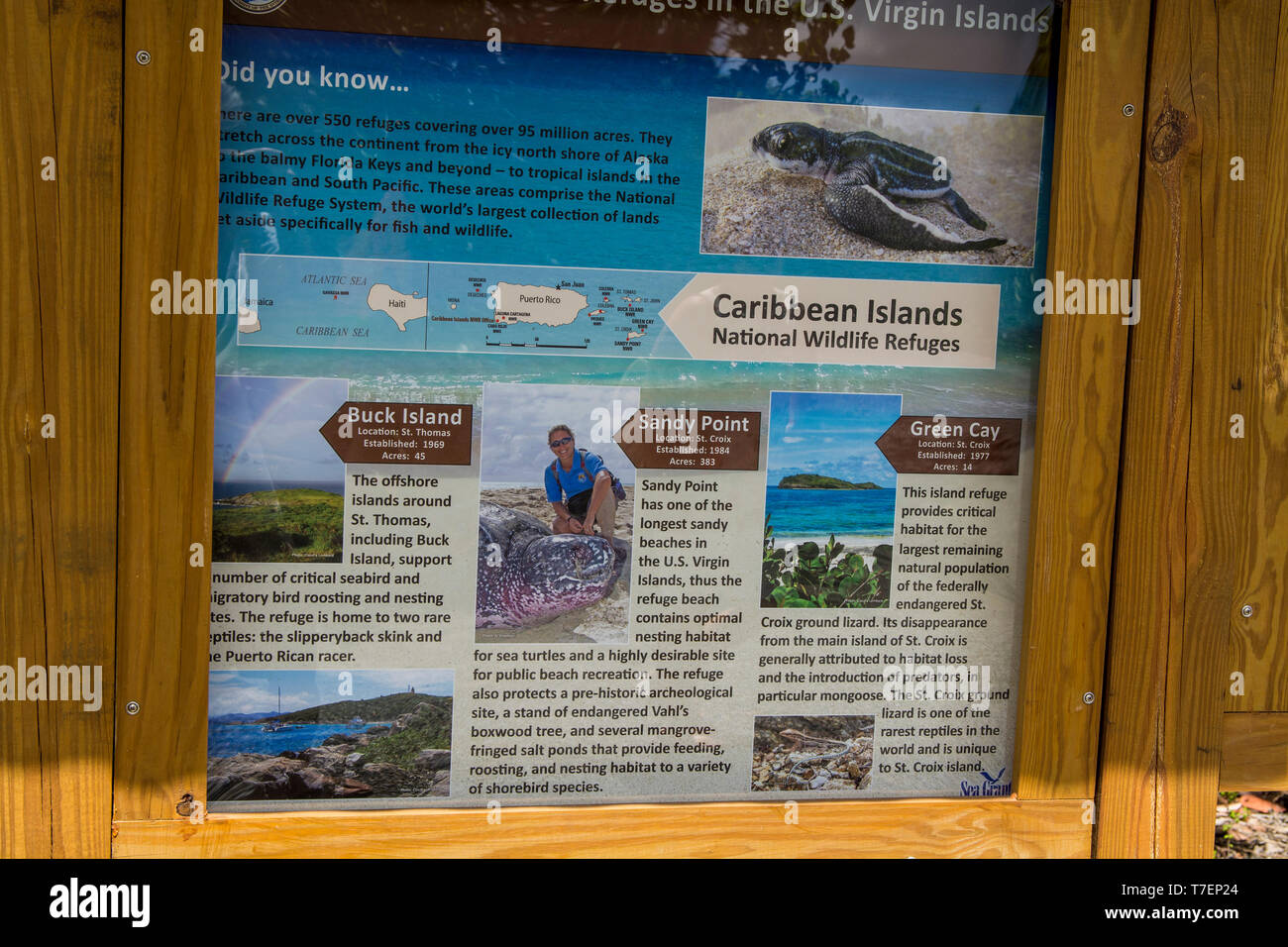 Sandy Point National Wildlife Refuge sign, St. Croix, US Virgin Islands ...