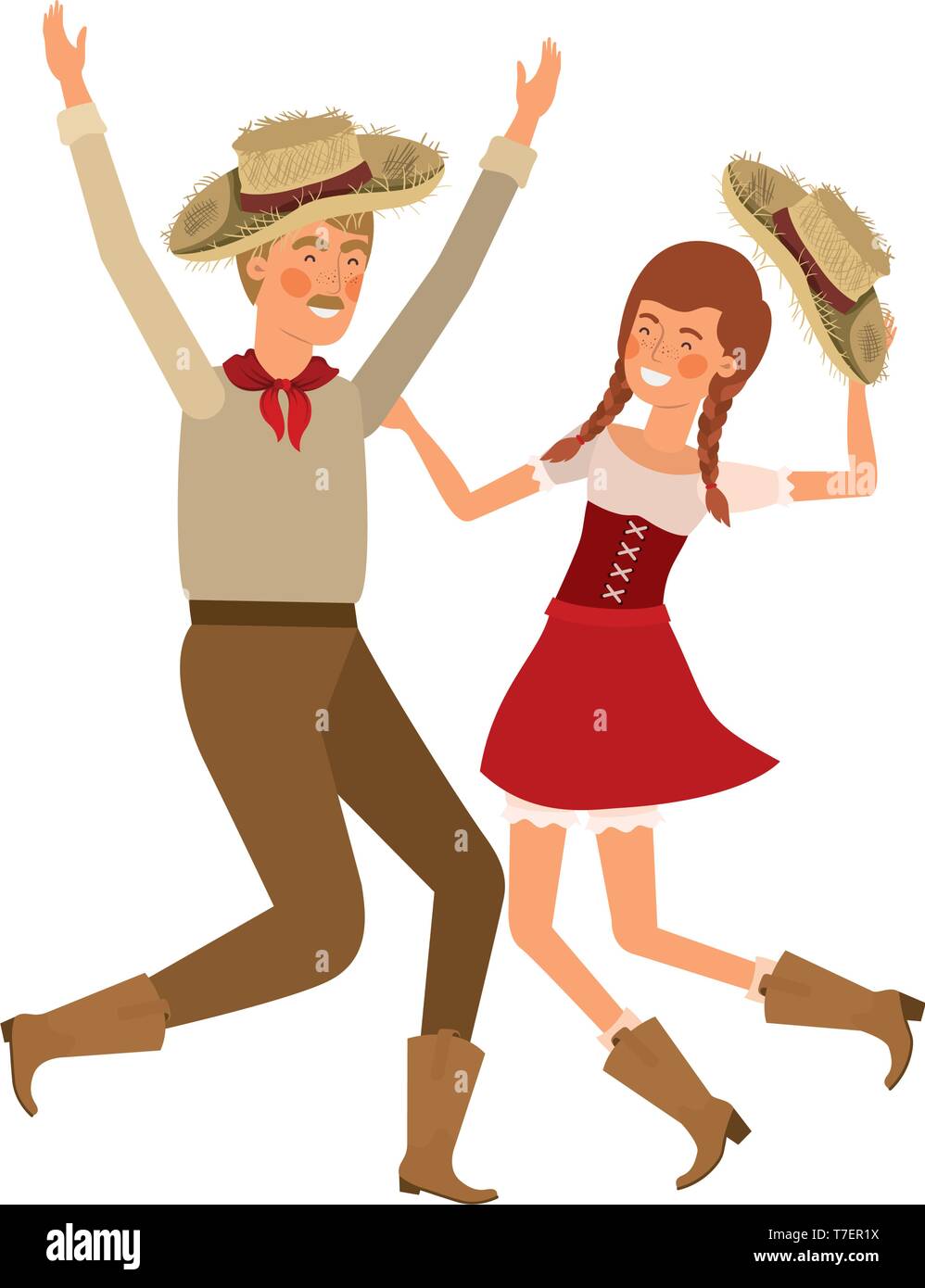 farmers couple dancing with straw hat Stock Vector Image & Art - Alamy