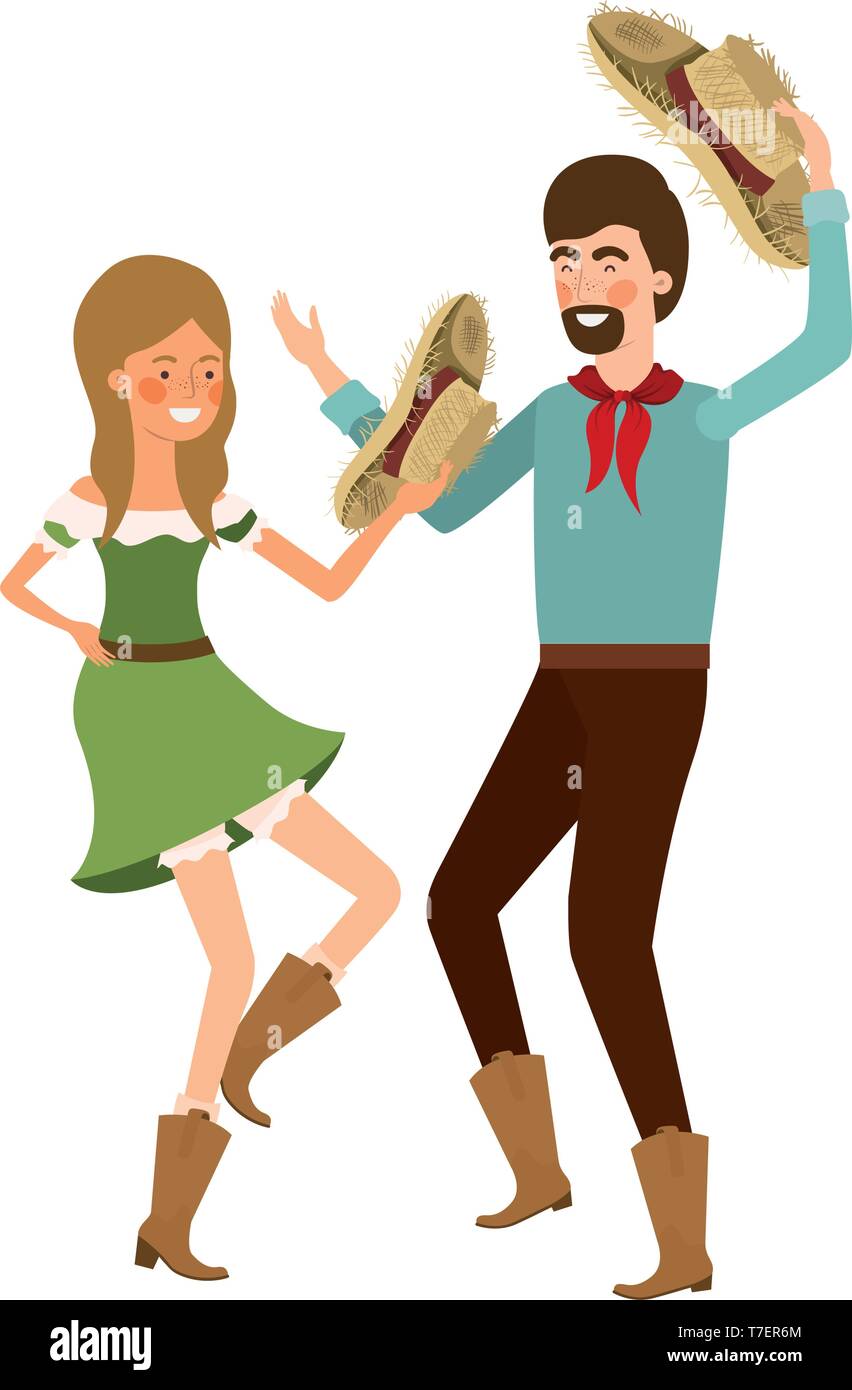 farmers couple dancing with straw hat Stock Vector Image & Art - Alamy