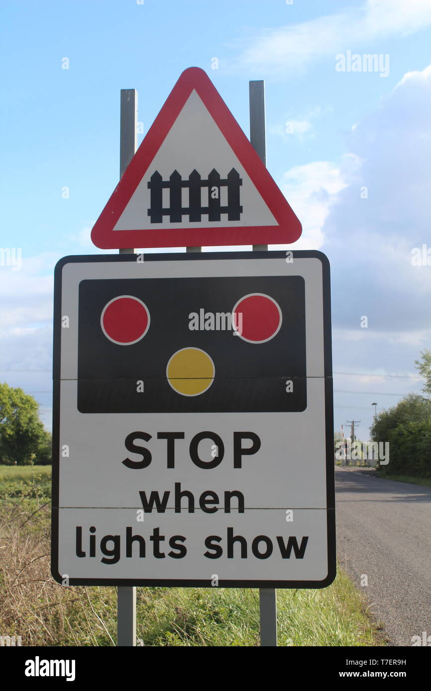 British Railway stop sign at rail crossing British rail Stock Photo - Alamy