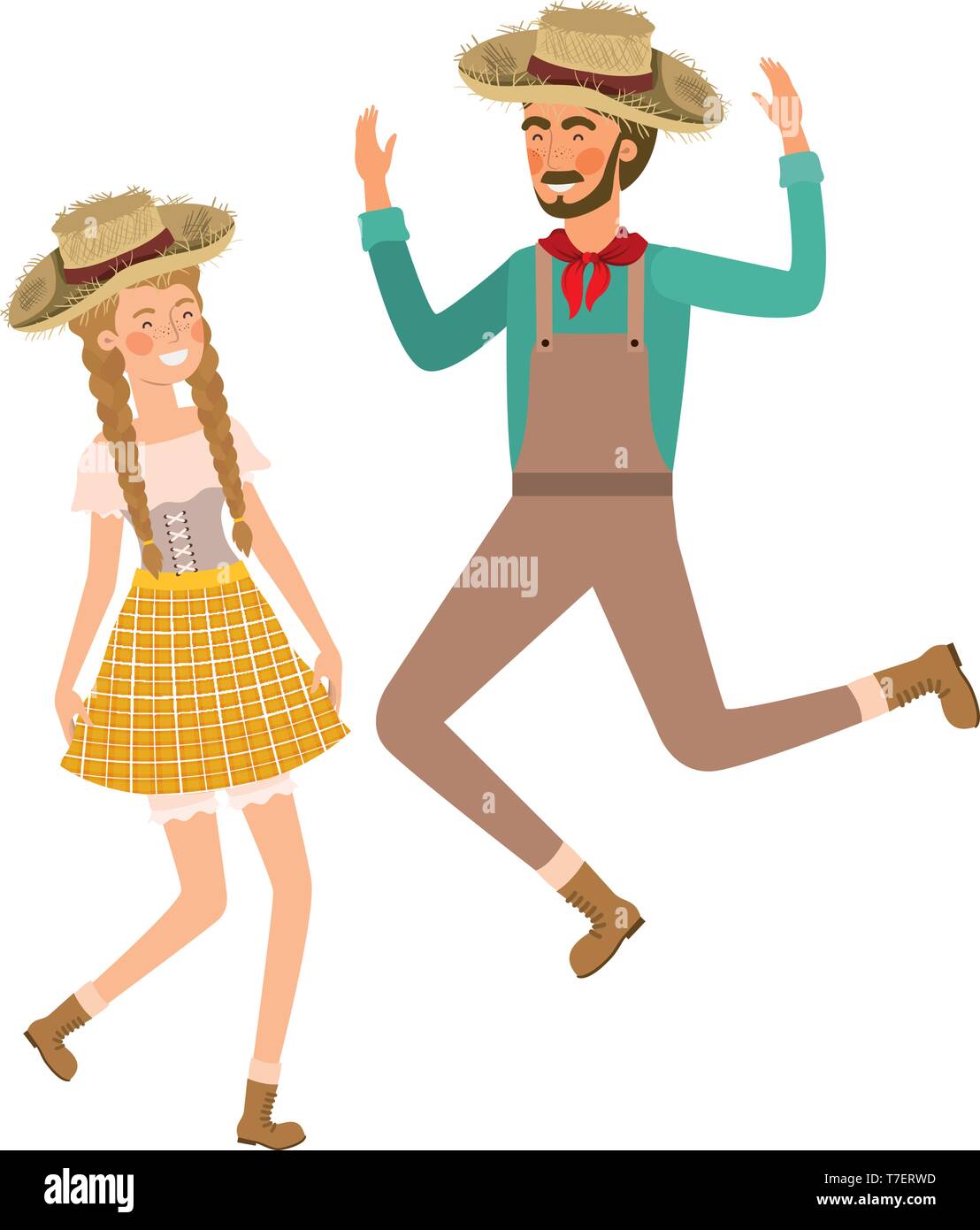 farmers couple dancing with straw hat Stock Vector Image & Art - Alamy