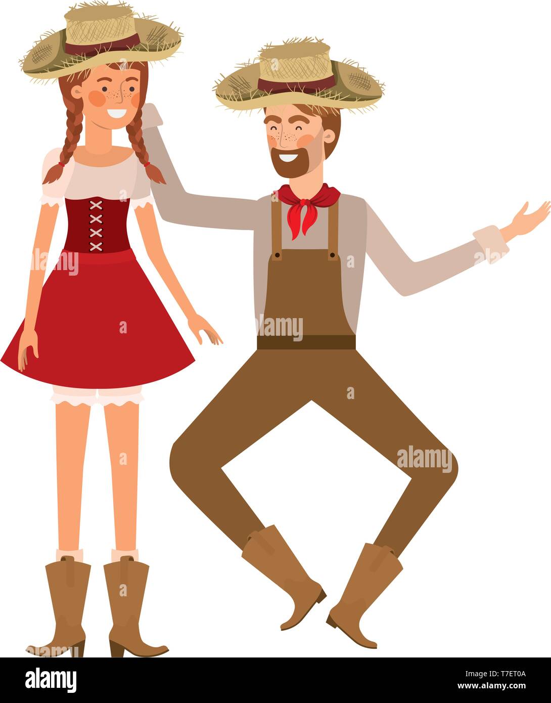 farmers couple dancing with straw hat Stock Vector Image & Art - Alamy