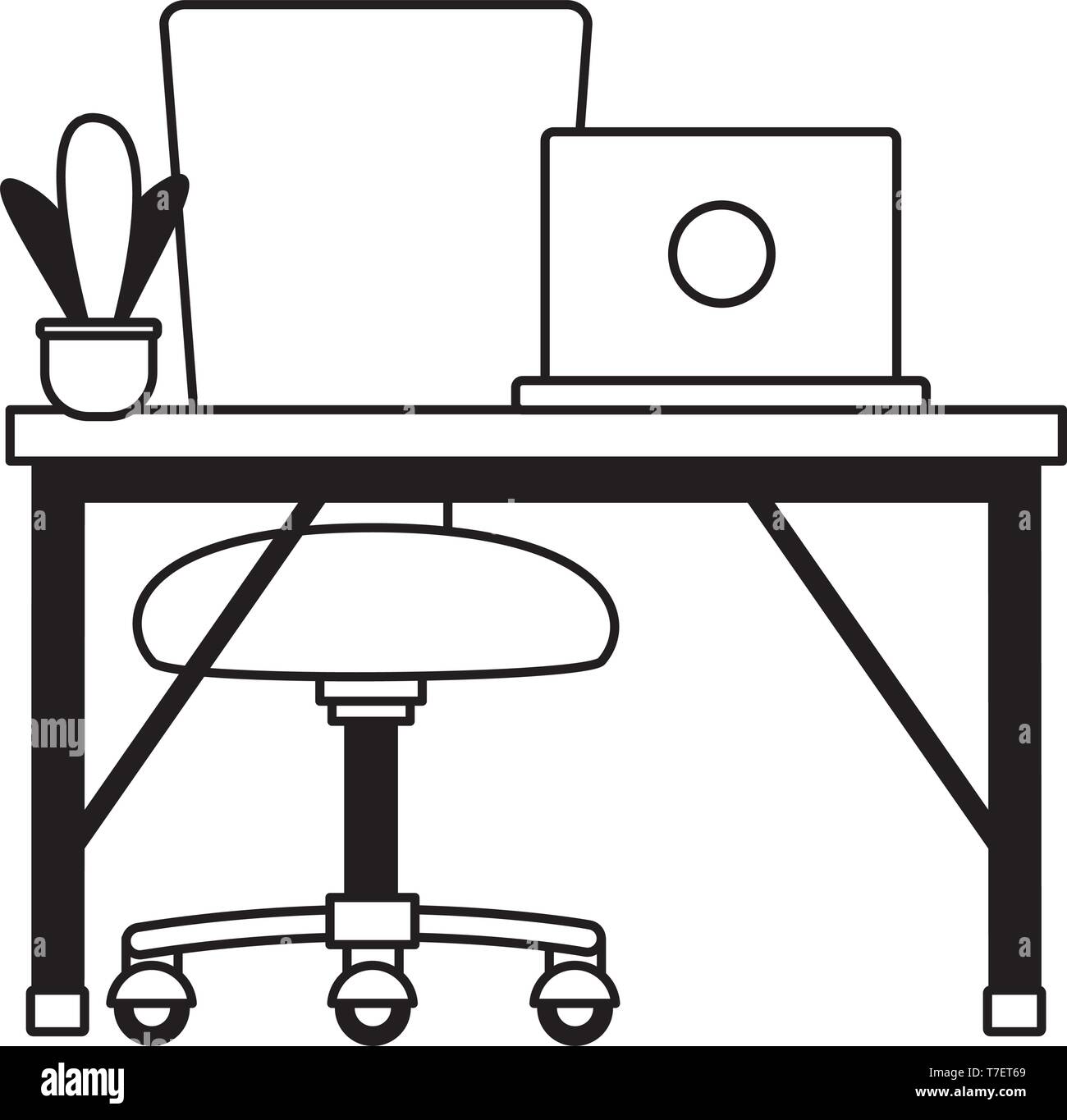 Office Desk Chair Workplace Stock Vector Image And Art Alamy