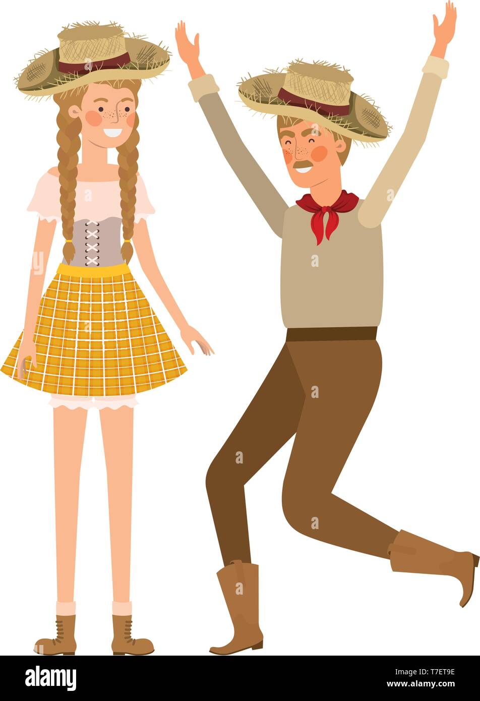 farmers couple dancing with straw hat Stock Vector Image & Art - Alamy