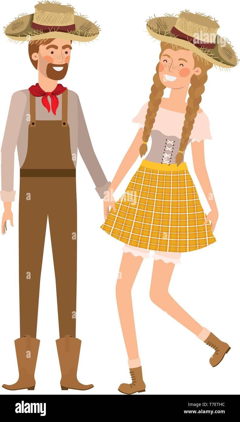 farmers couple dancing with straw hat Stock Vector Image & Art - Alamy