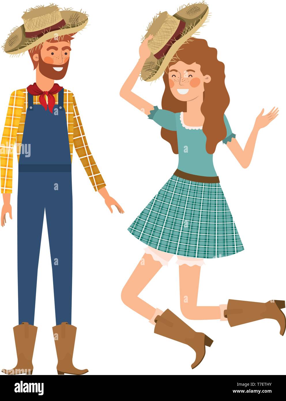farmers couple dancing with straw hat Stock Vector Image & Art - Alamy