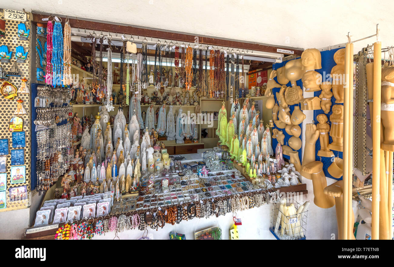 Street store with religion souvenirs in near Our Lady of Fatima ...