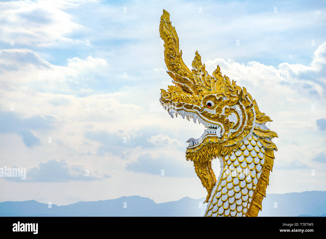 Big White Gold Snake statue in the lake of Phayao province, North of ...