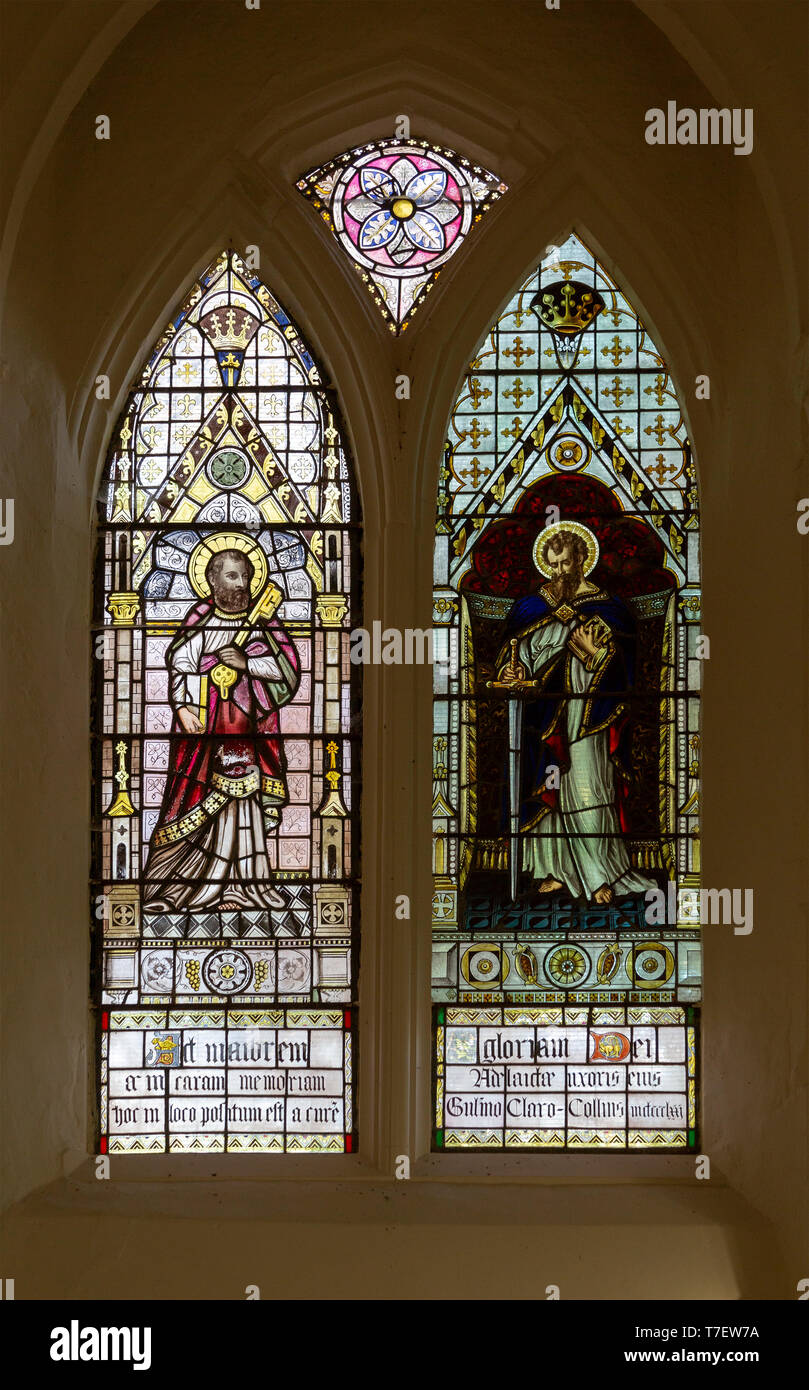 Stained glass window of saints Peter and Michael church of Saint ...