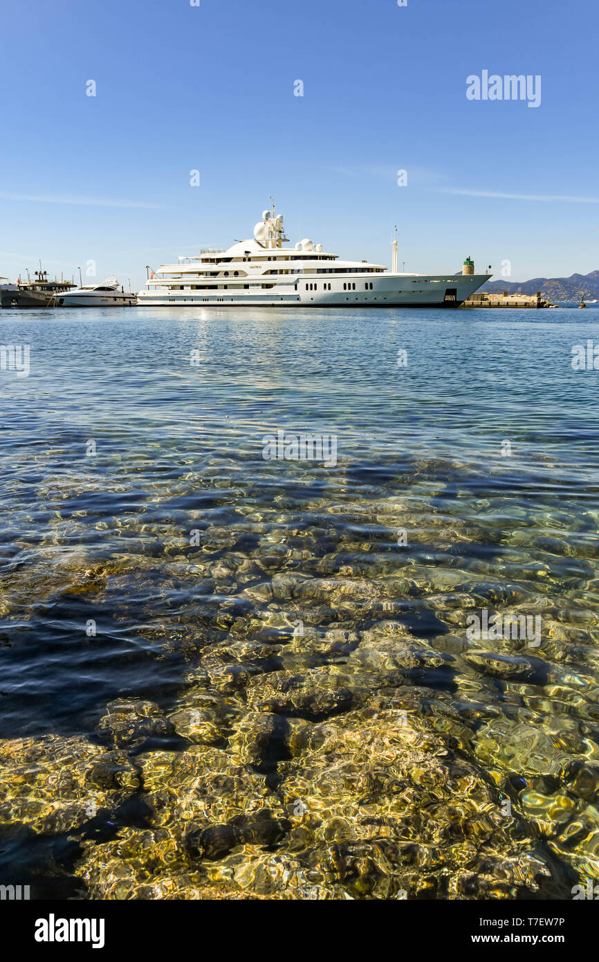 CANNES, FRANCE - APRIL 2019: The superyacht Montkaj in the Port Pierre ...