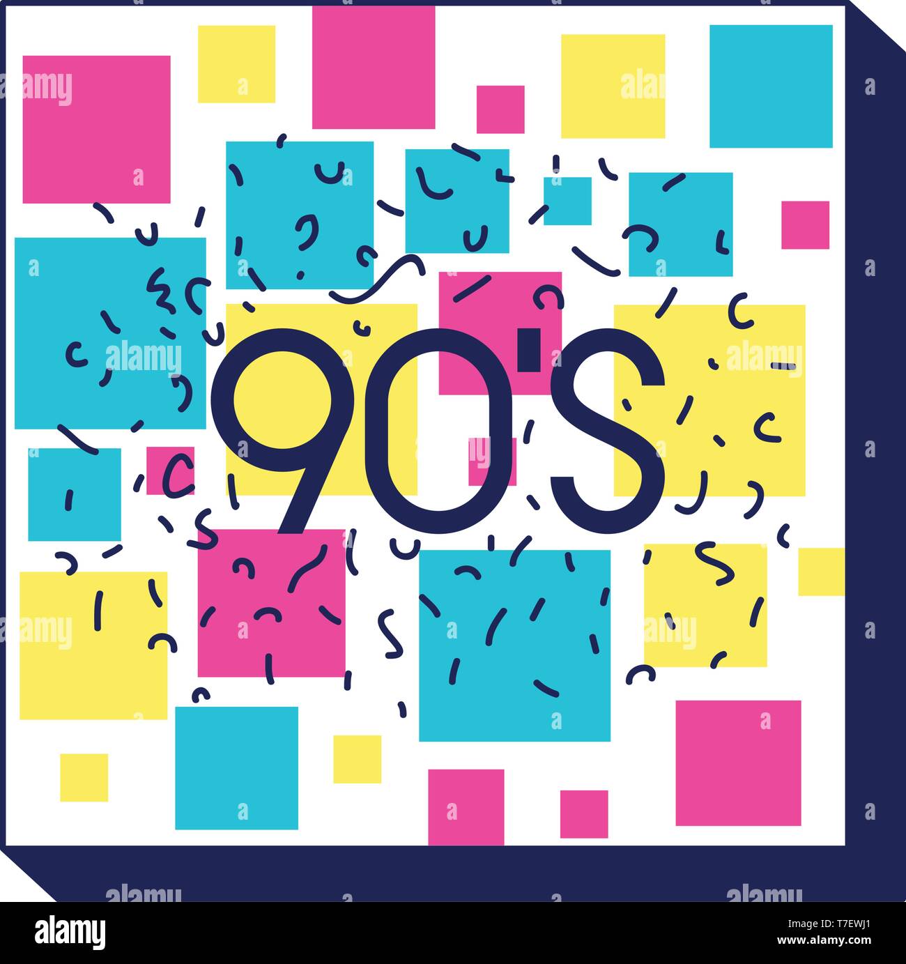 square frame colorfull figures and 90 number ninetys pattern Stock ...
