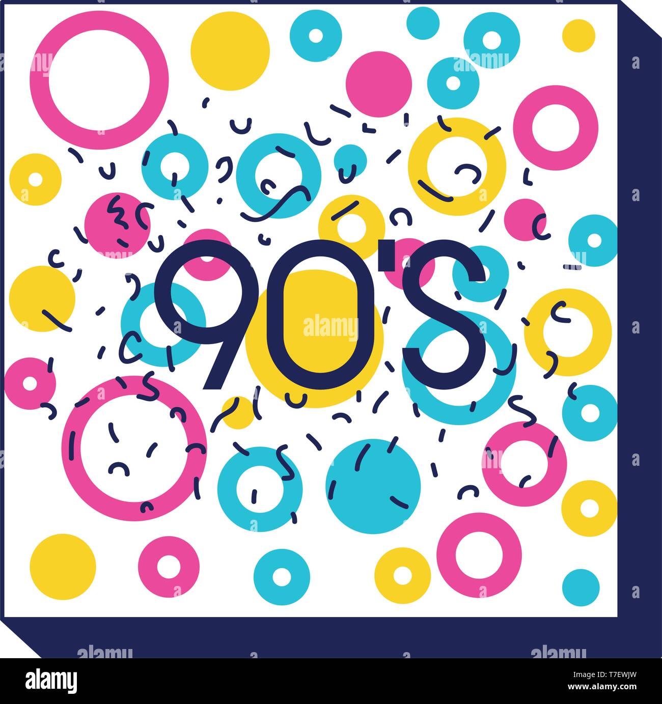 square frame colorfull figures and 90 number ninetys pattern Stock ...