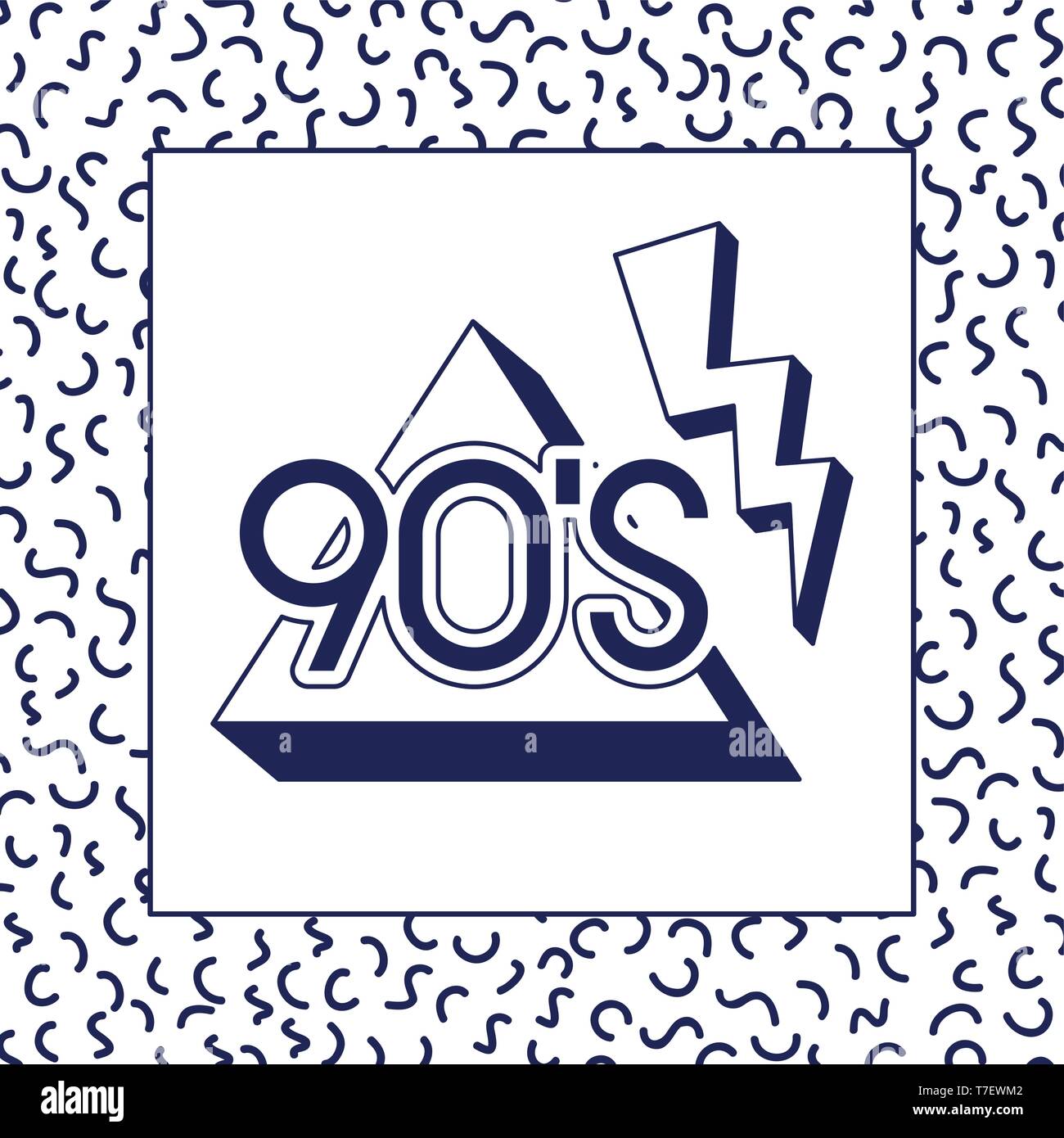 square frame colorfull figures and 90 number ninetys pattern Stock ...