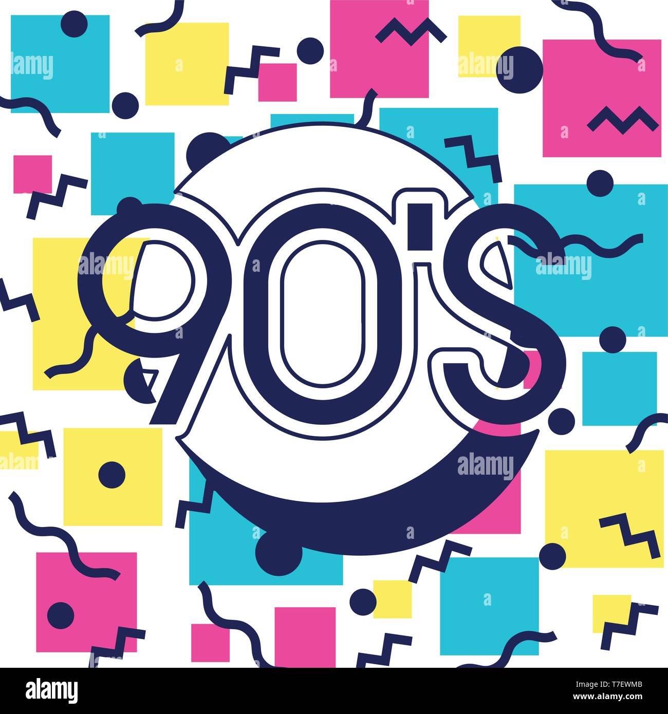 circular frame colorfull figures and 90 number ninetys pattern Stock ...