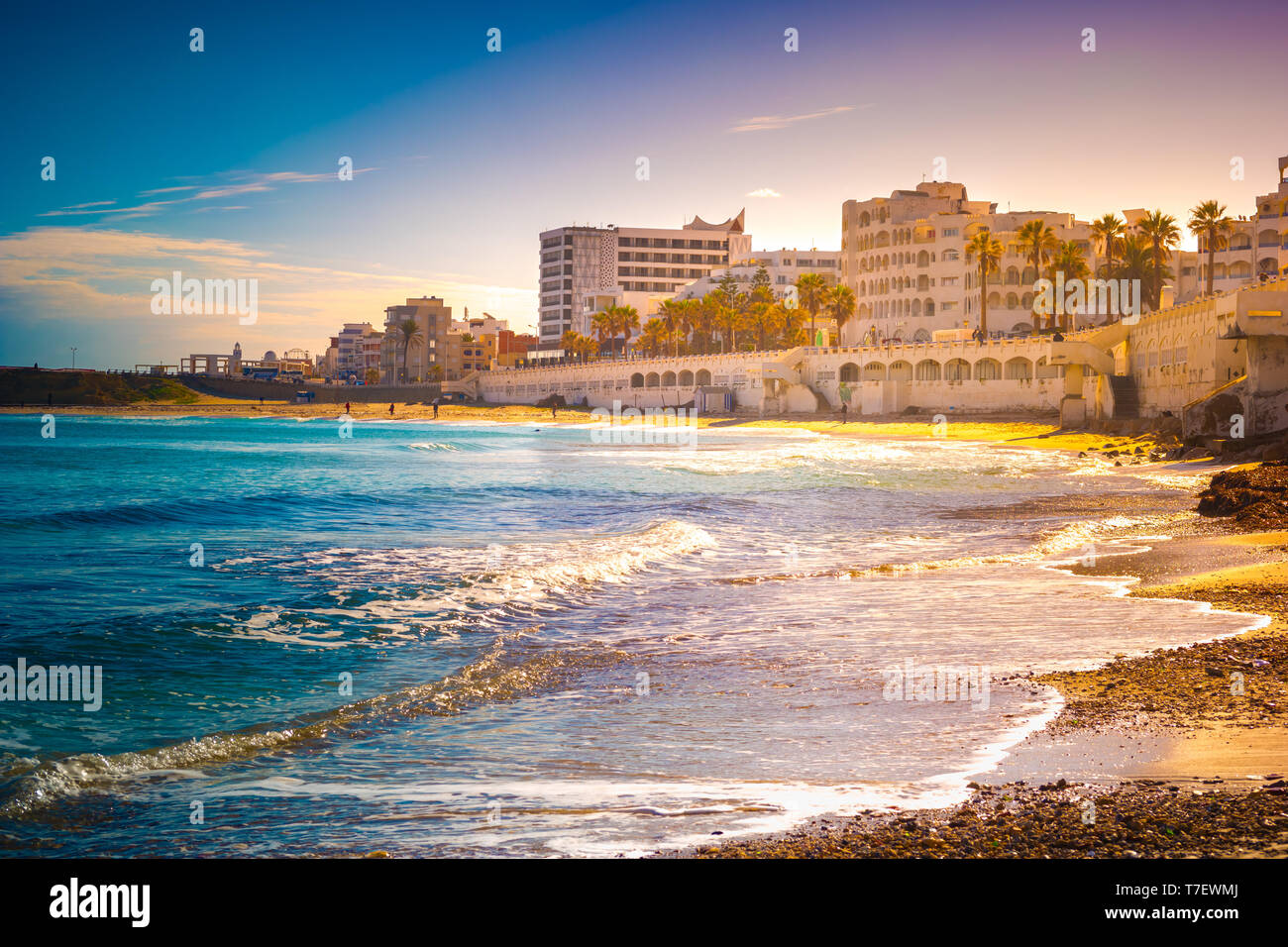 View of the Mediterranean Sea. Monastir. Tunisia. Panoramic view of the ...
