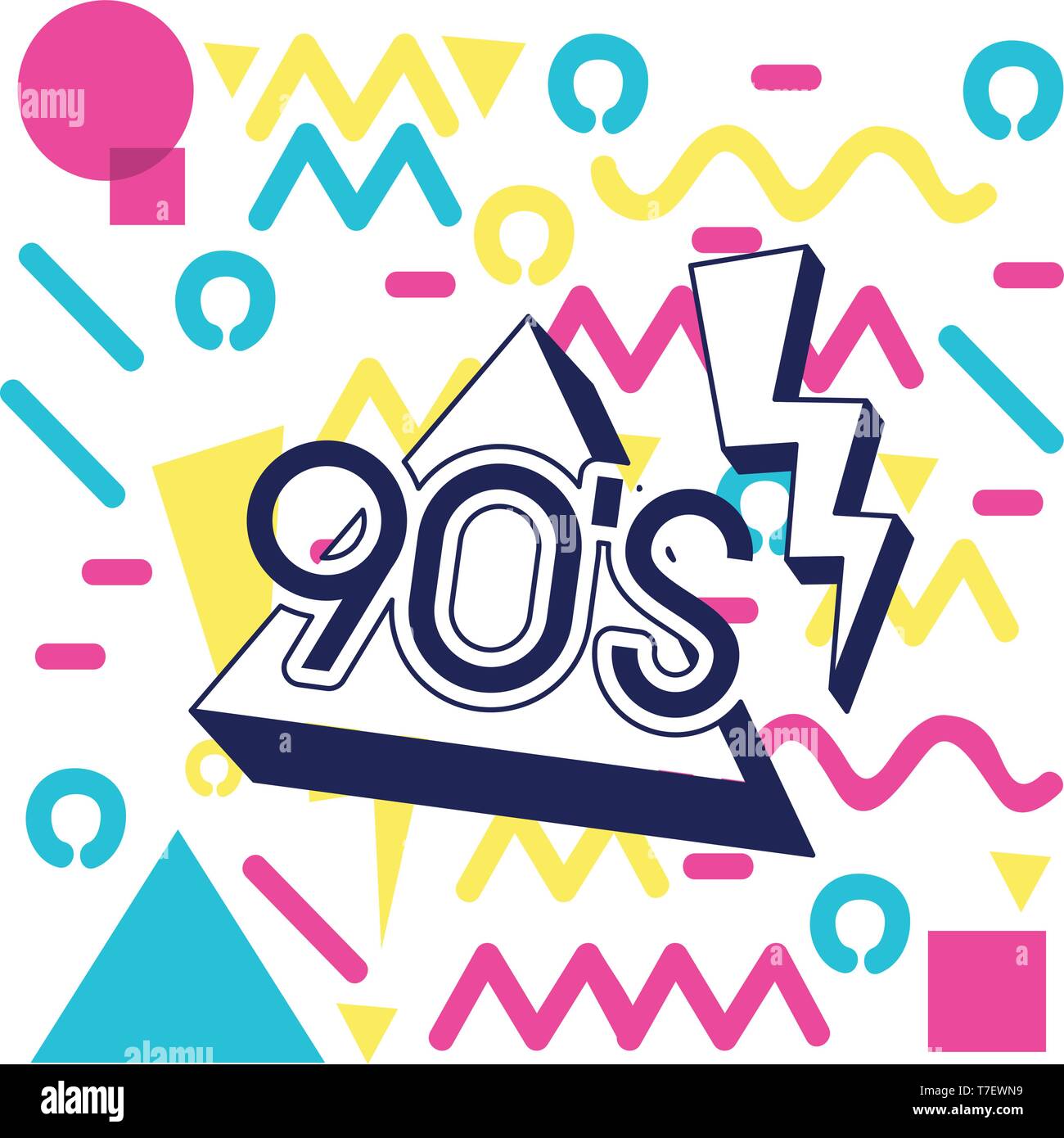 colorfull figures and lines ninetys pattern Stock Vector Image & Art ...