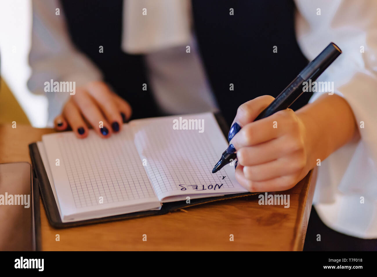 girl making notes on paper, clean space for text Stock Photo - Alamy