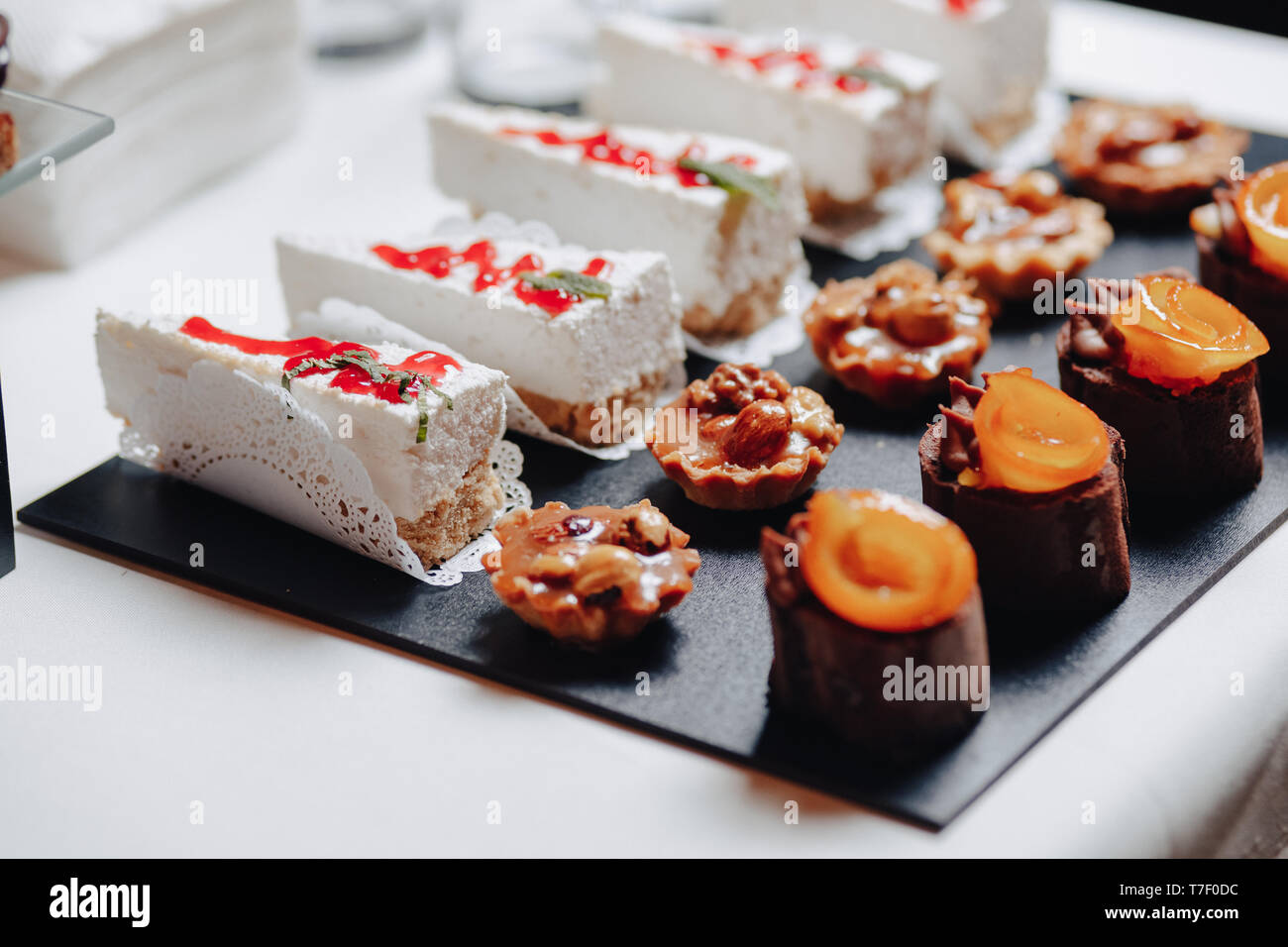 delicious festive buffet with canapés and different delicious meals ...