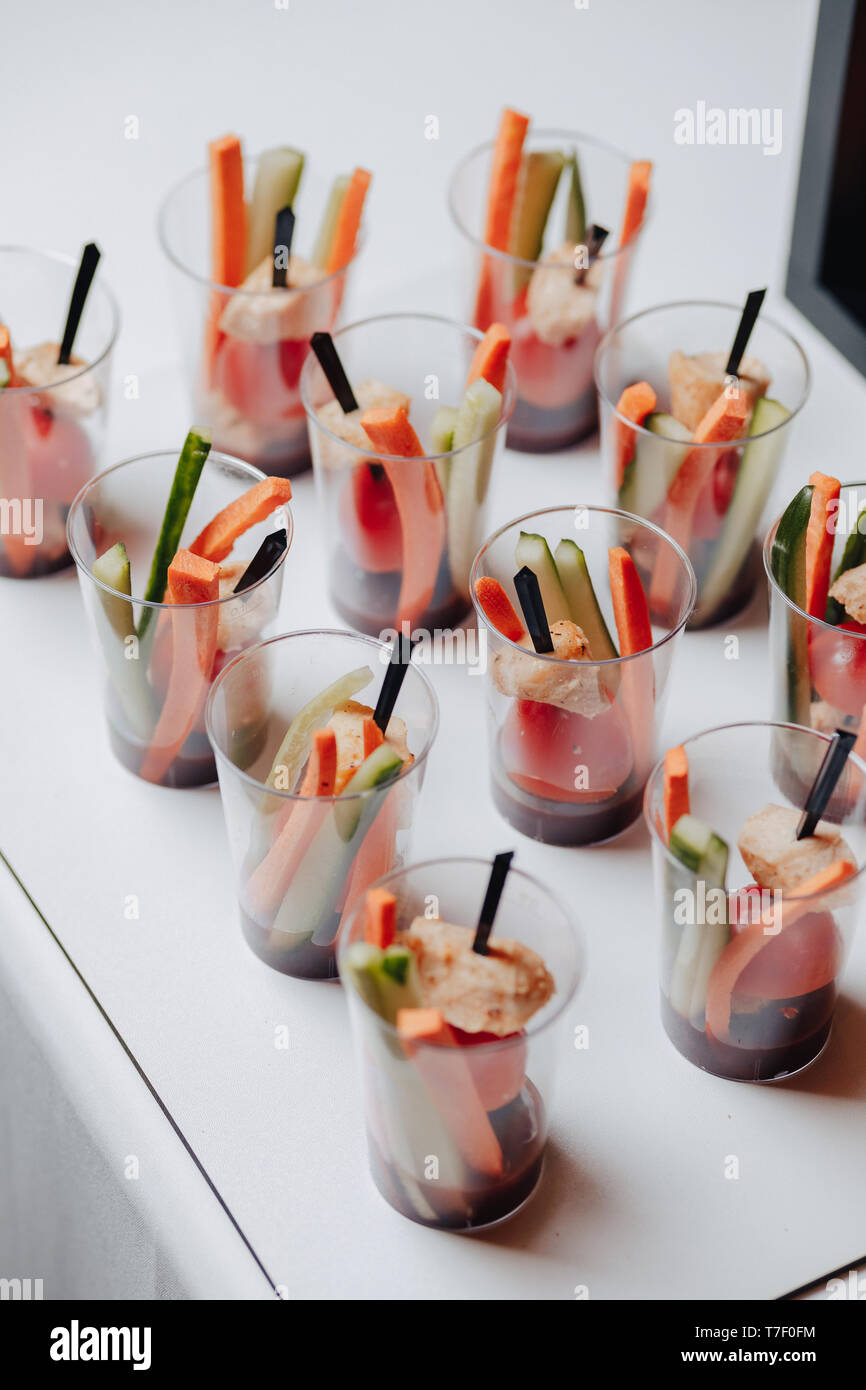 delicious festive buffet with canapés and different delicious meals ...