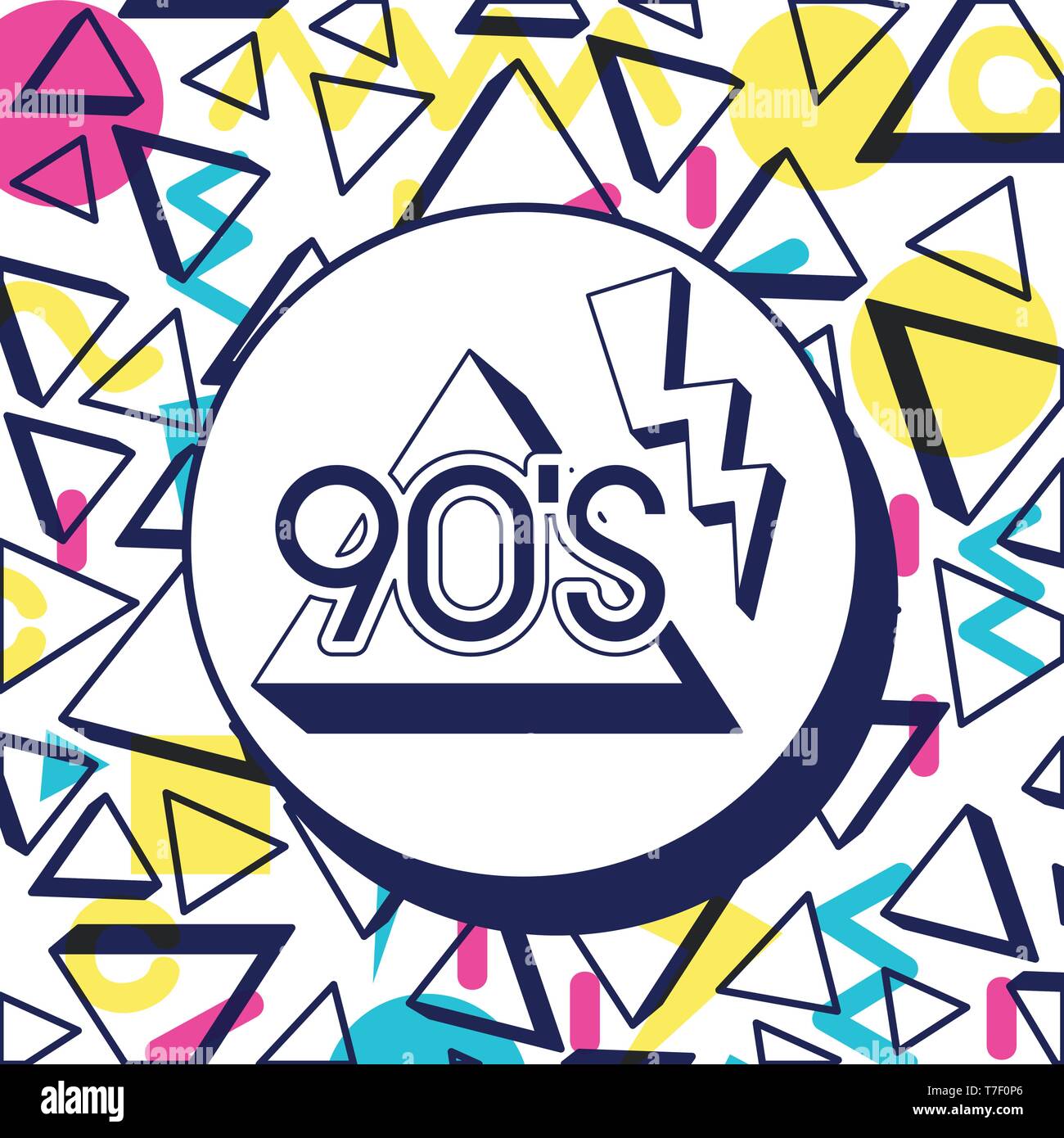 circular frame colorfull figures and 90 number ninetys pattern Stock ...