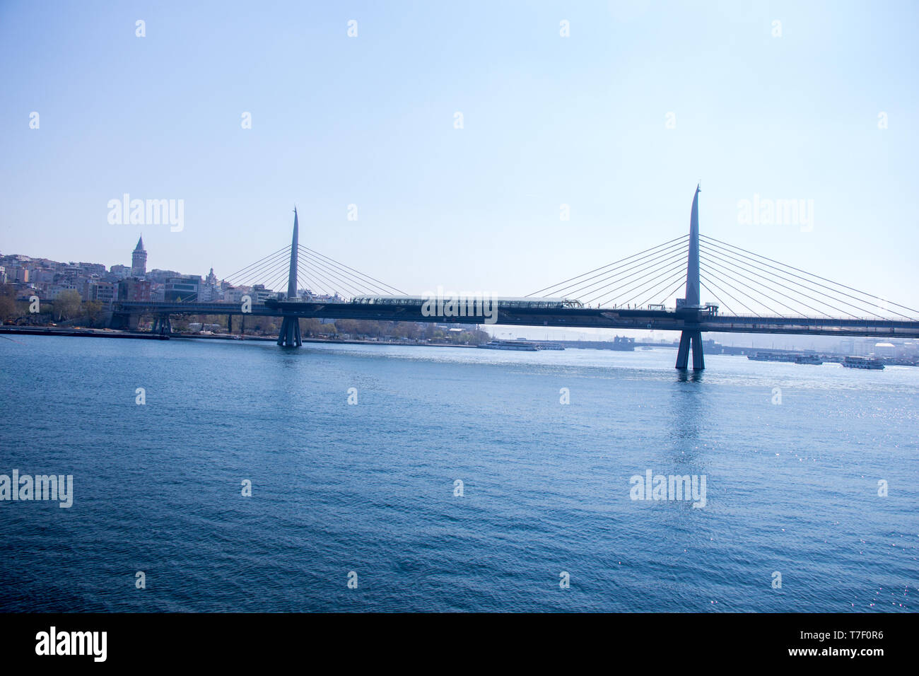Halic metro bridge in Golden Horn in the view Stock Photo - Alamy