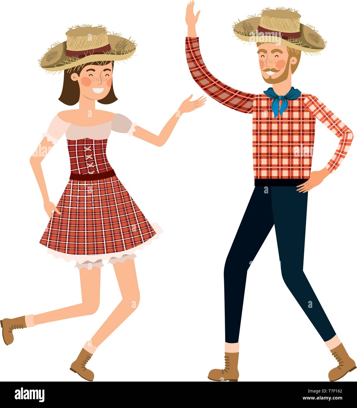farmers couple dancing with straw hat Stock Vector Image & Art - Alamy