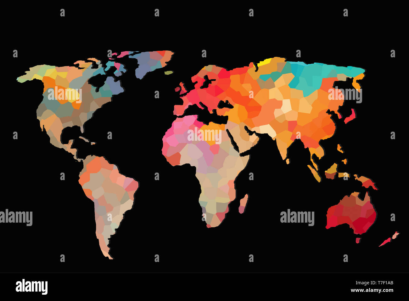 Roughly outlined world map with a colorful background patterns Stock ...