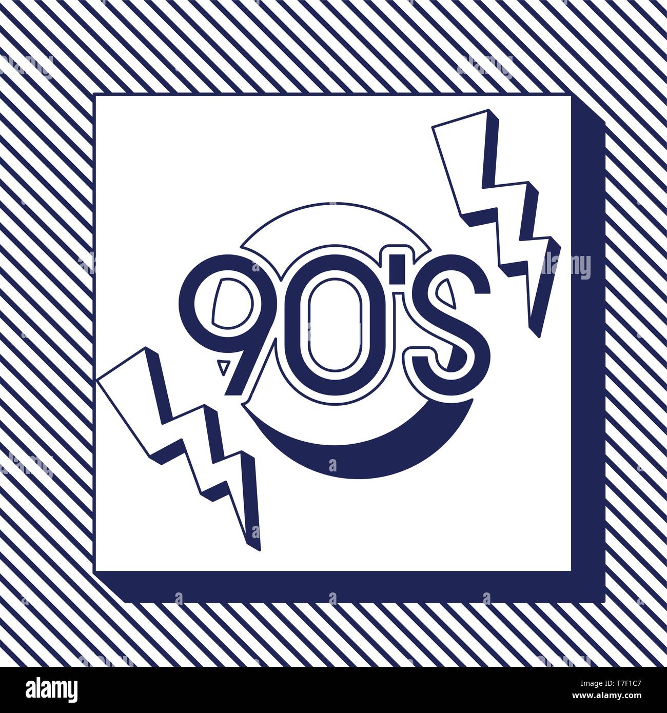 monochrome frame with pattern ninetys style and number 90 Stock Vector ...