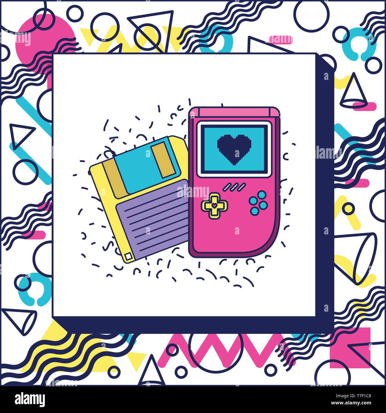 retro floppy disk with handle video game Stock Vector Image & Art - Alamy