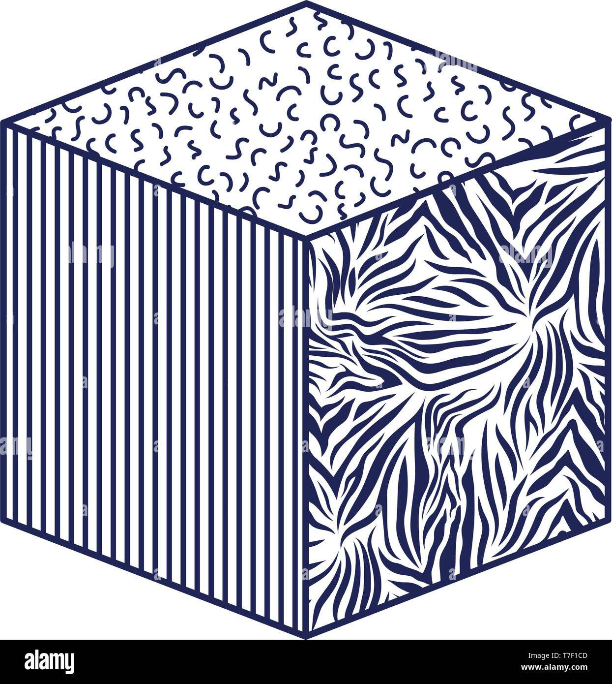 cube with animal print pattern ninetys style Stock Vector Image & Art ...