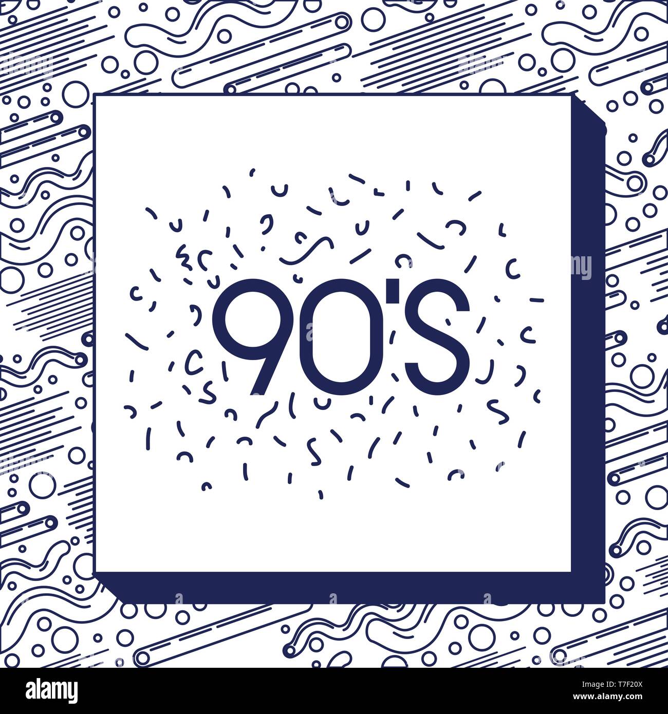 monochrome frame with pattern ninetys style and number 90 Stock Vector ...