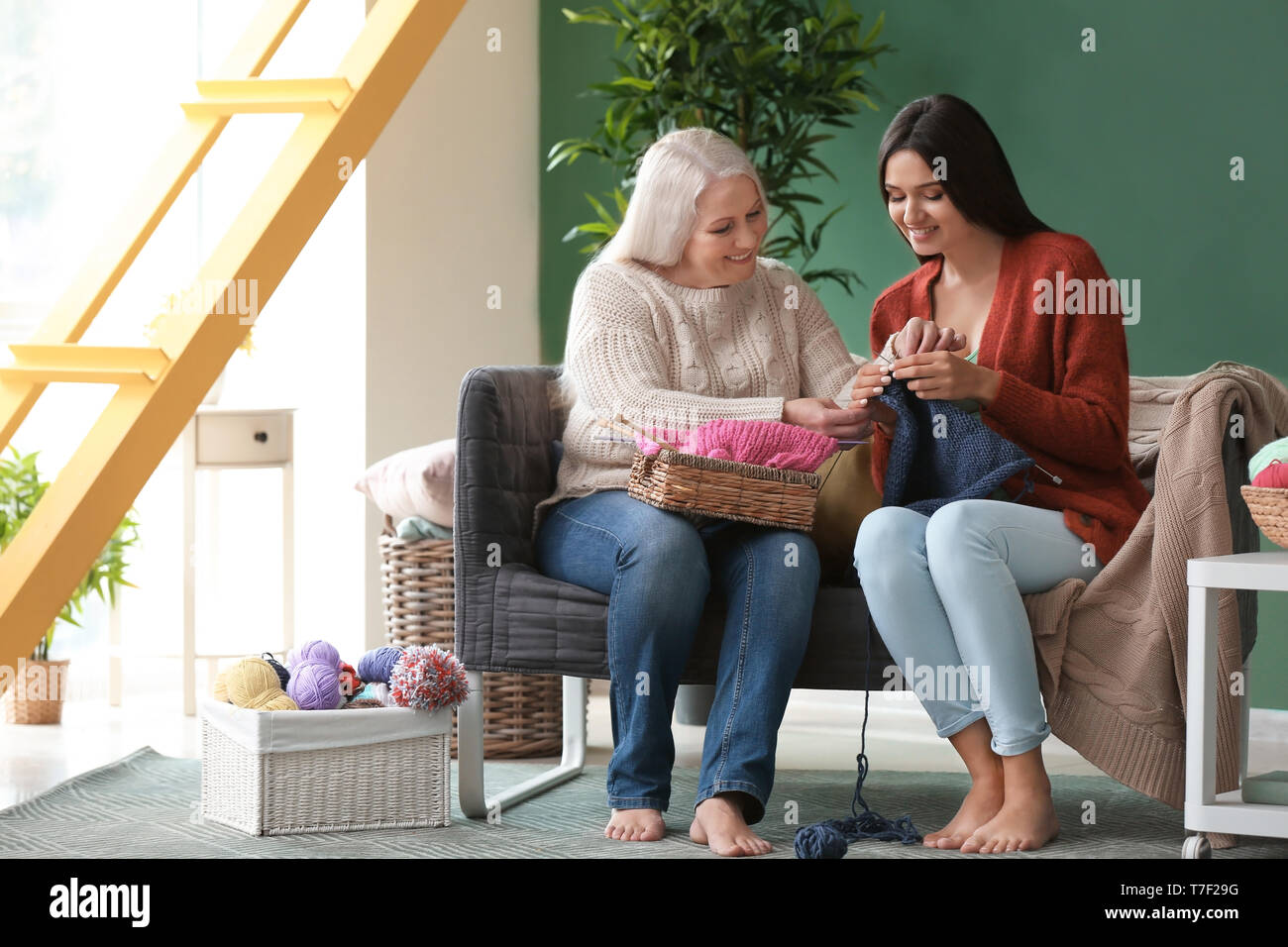 Women Knitting Together High Resolution Stock Photography and Images ...