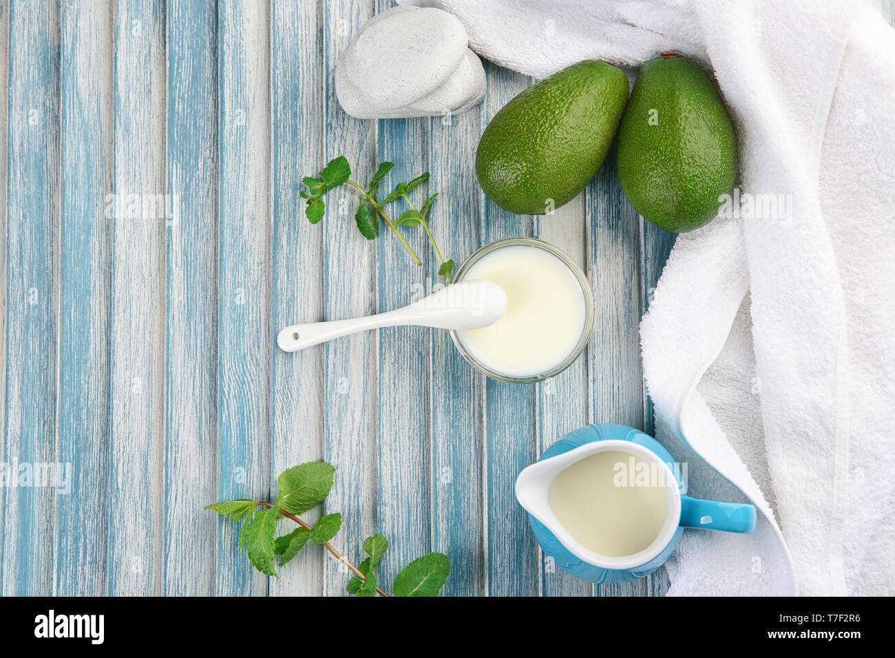 Natural ingredients for homemade cosmetics on wooden background Stock ...