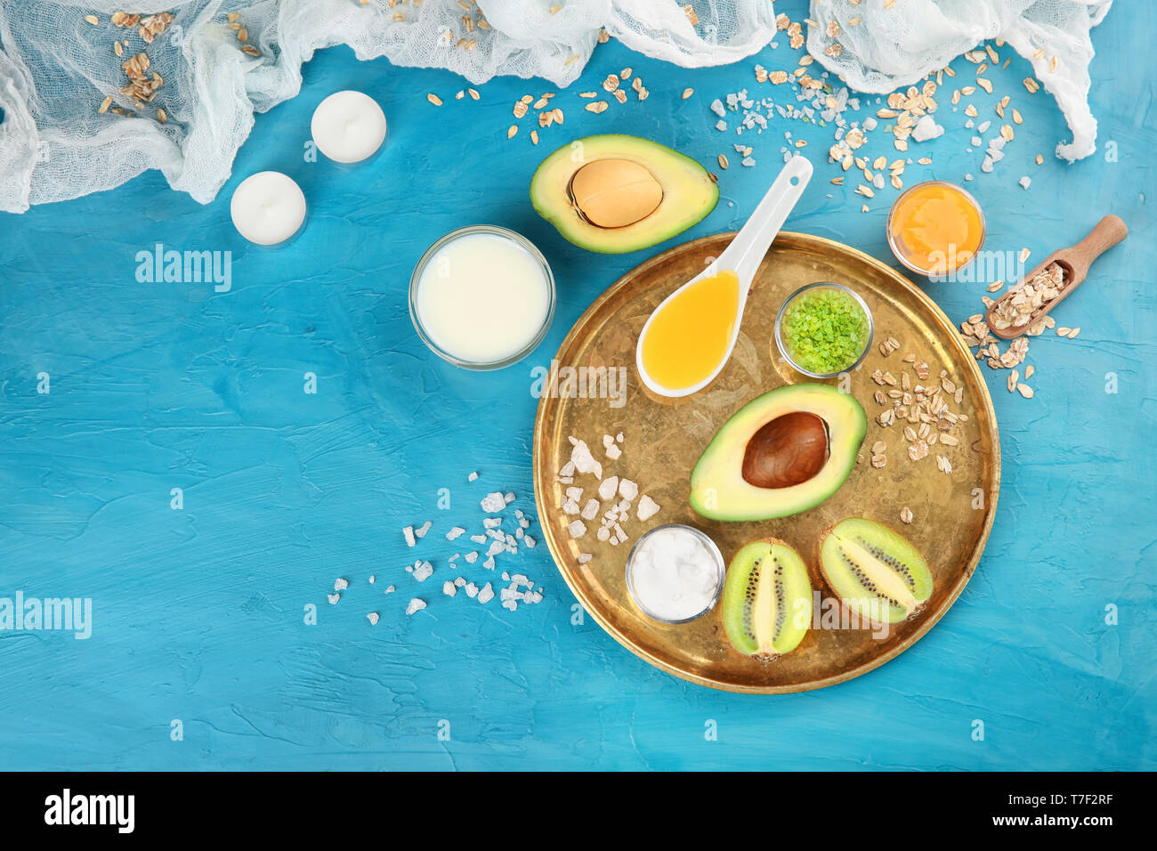 Natural ingredients for homemade cosmetics on color background Stock ...
