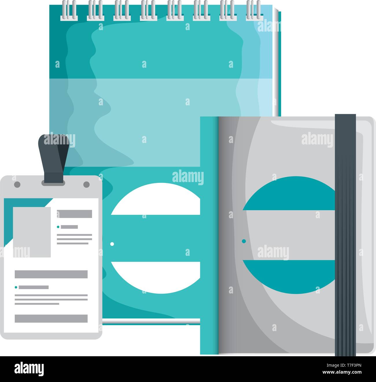 identification badge and notepad with company emblem Stock Vector Image ...