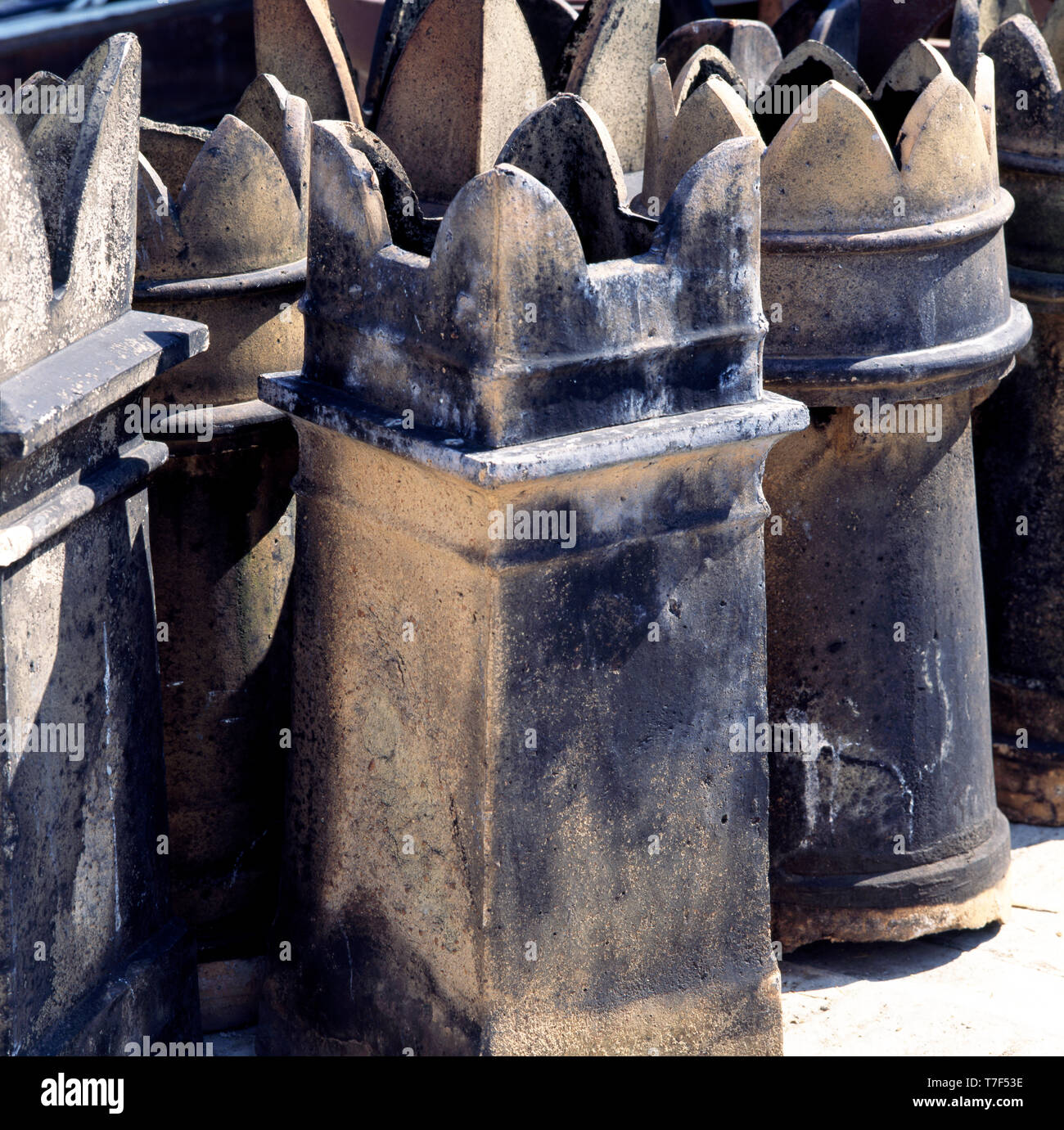 Group of Victorian chimney pots Stock Photo - Alamy