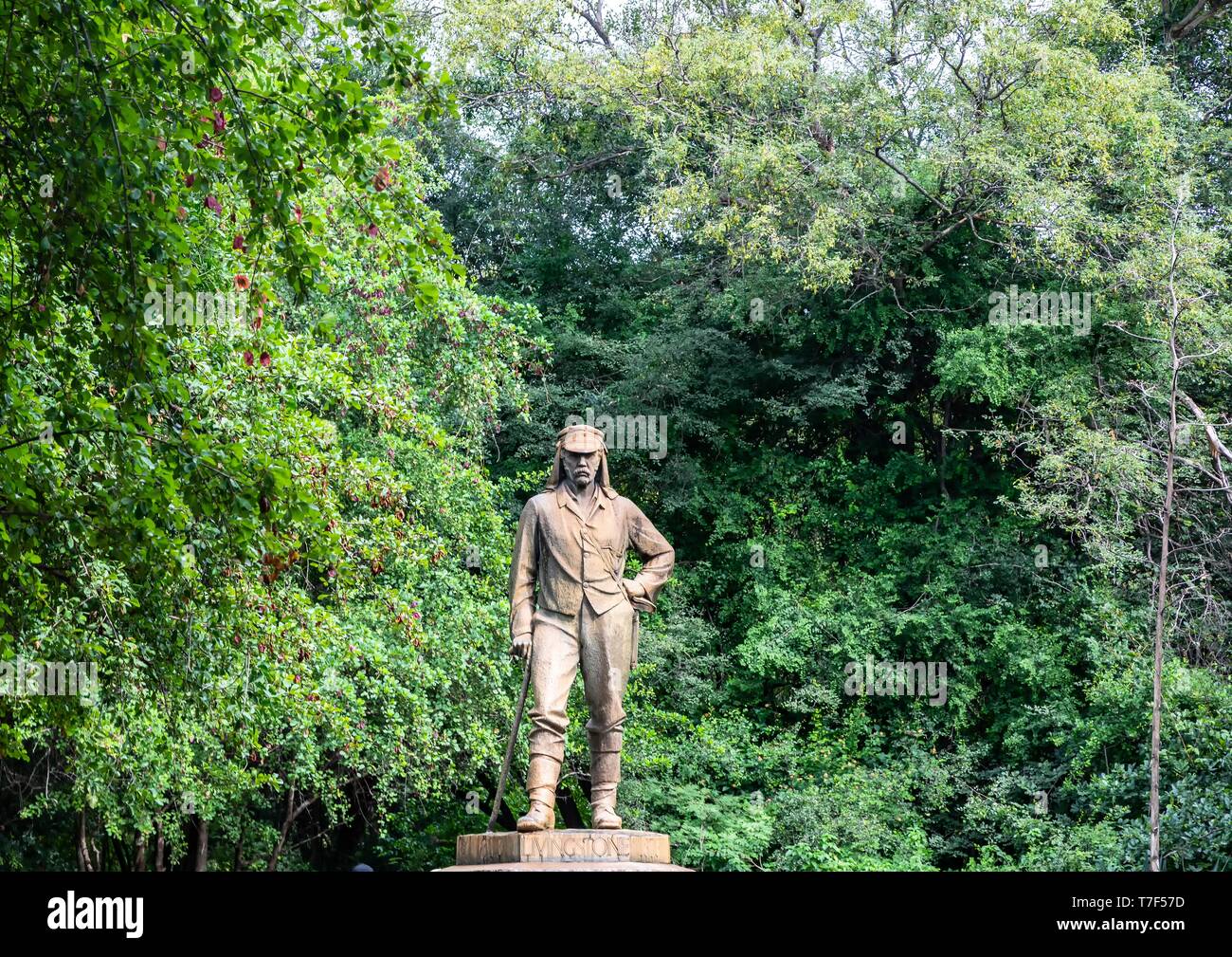 Statue of Sir David Livingstone at Victoria Falls in Zimbabwe Stock ...