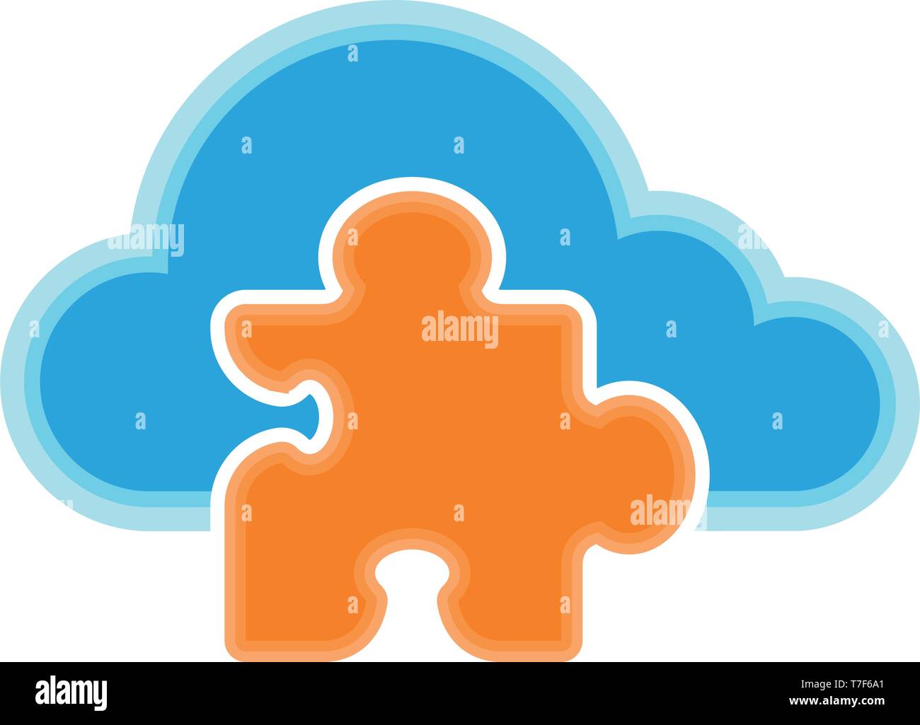 Cloud computing icon with a puzzle piece symbol Stock Vector Image & Art - Alamy