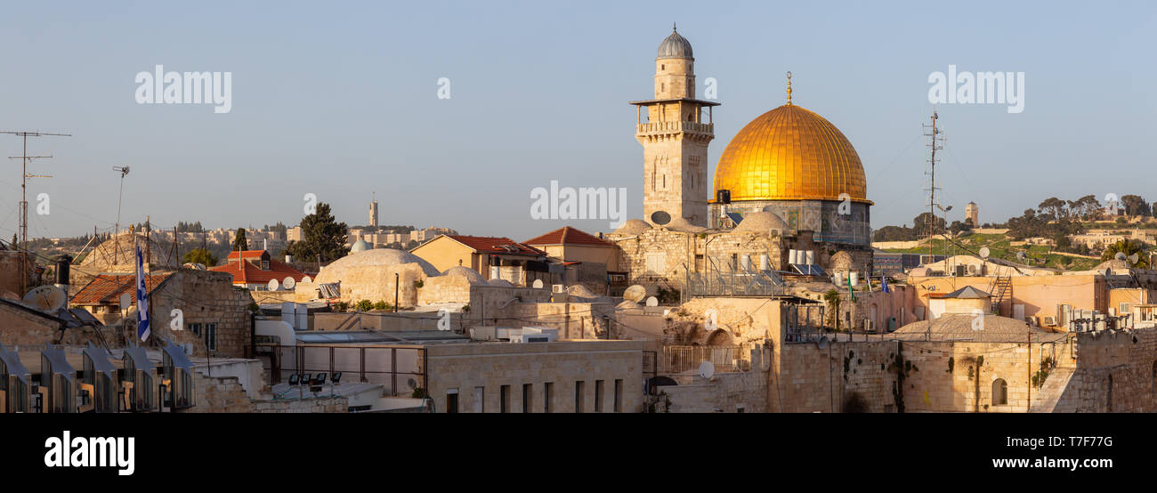 Jerusalem aerial western wall dome of the rock hi-res stock photography ...