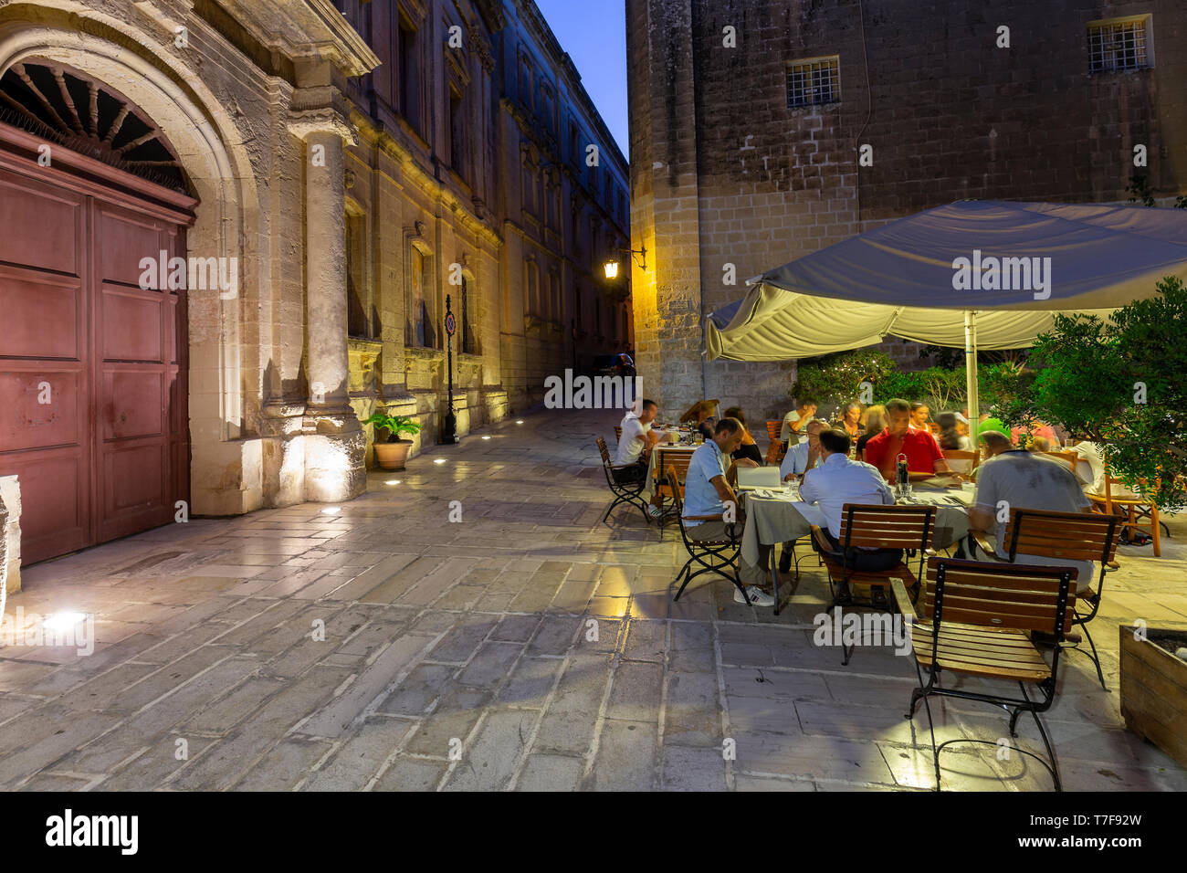 Malta, Malta, Mdina (Rabat) Old Walled Town, Outdoor Restaurant inside ...
