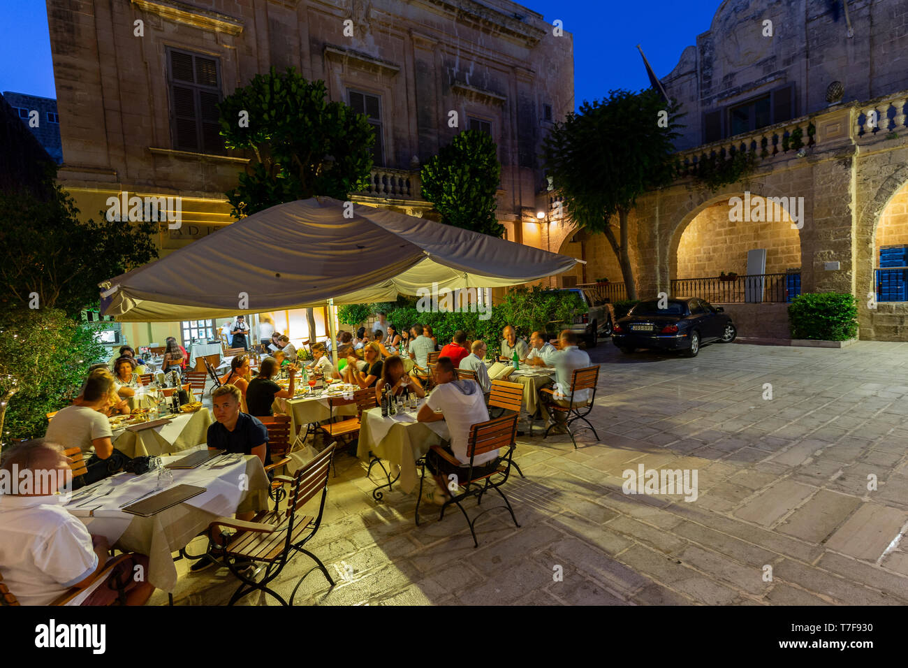 Malta, Malta, Mdina (Rabat) Old Walled Town, Outdoor Restaurant inside ...