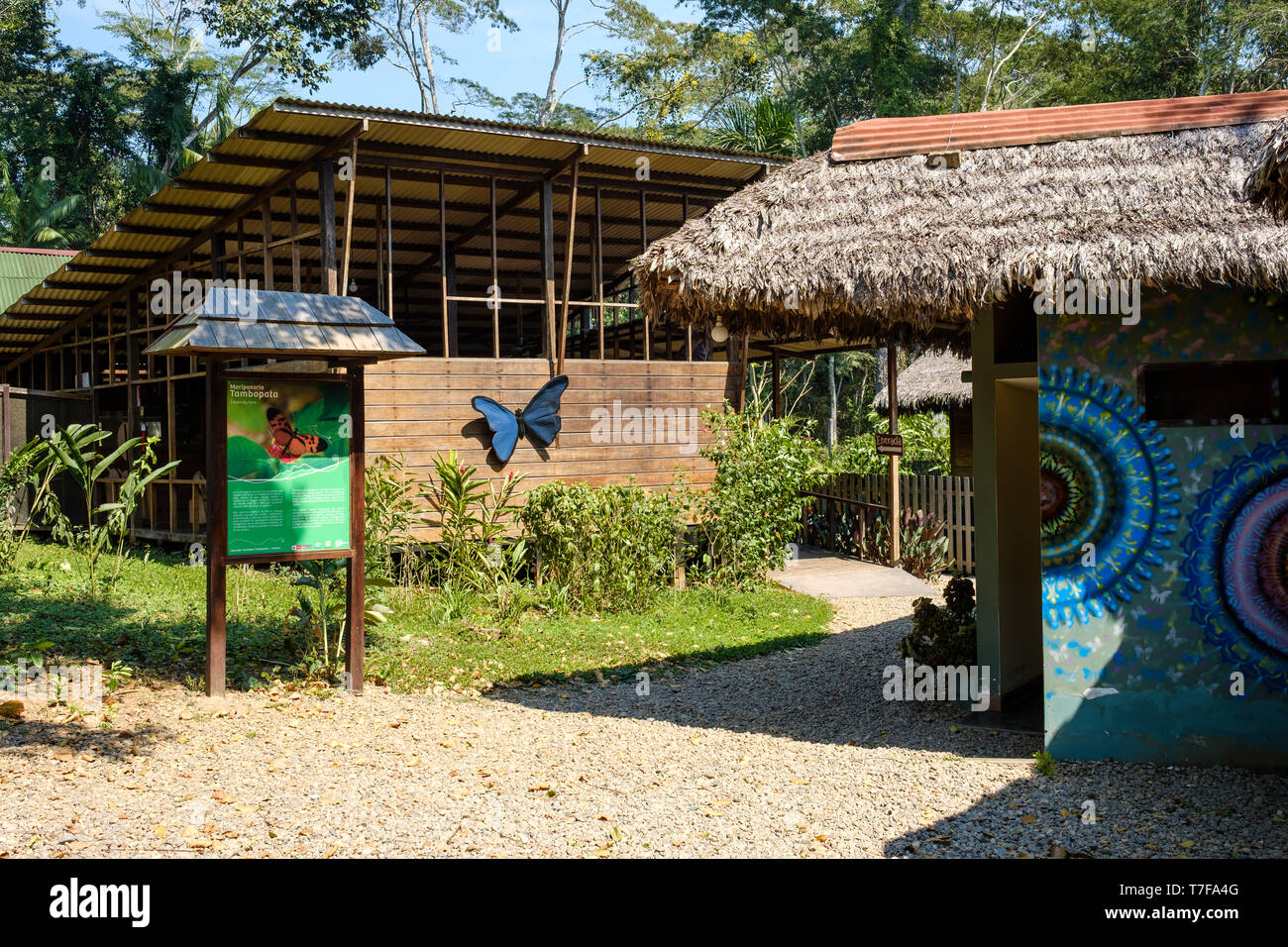 Mariposario (or Butterfly Farm) Tambopata main entrance in Puerto ...