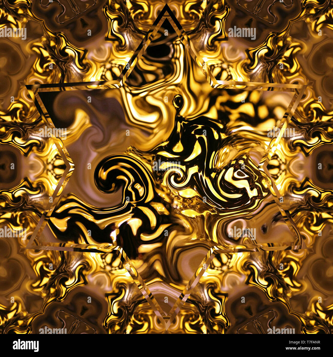 Abstract gold background. Fractal luxury art. Graphic painting golden ...