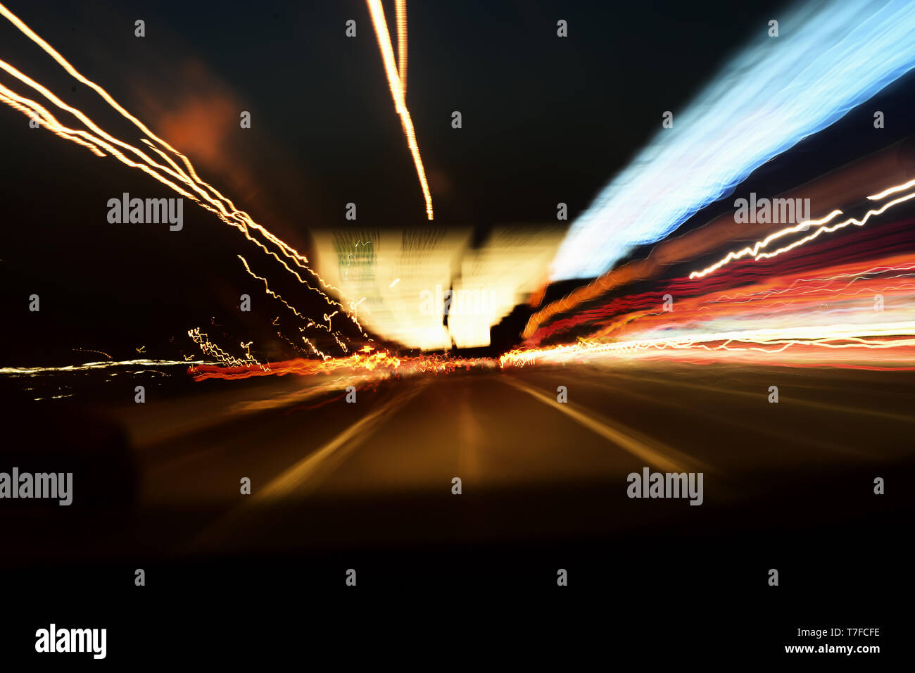 Light painting long exposure on the road Stock Photo - Alamy